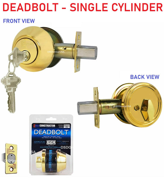 Constructor Deadbolt Polished Brass Keyed Alike Single Cylinder Door L ...